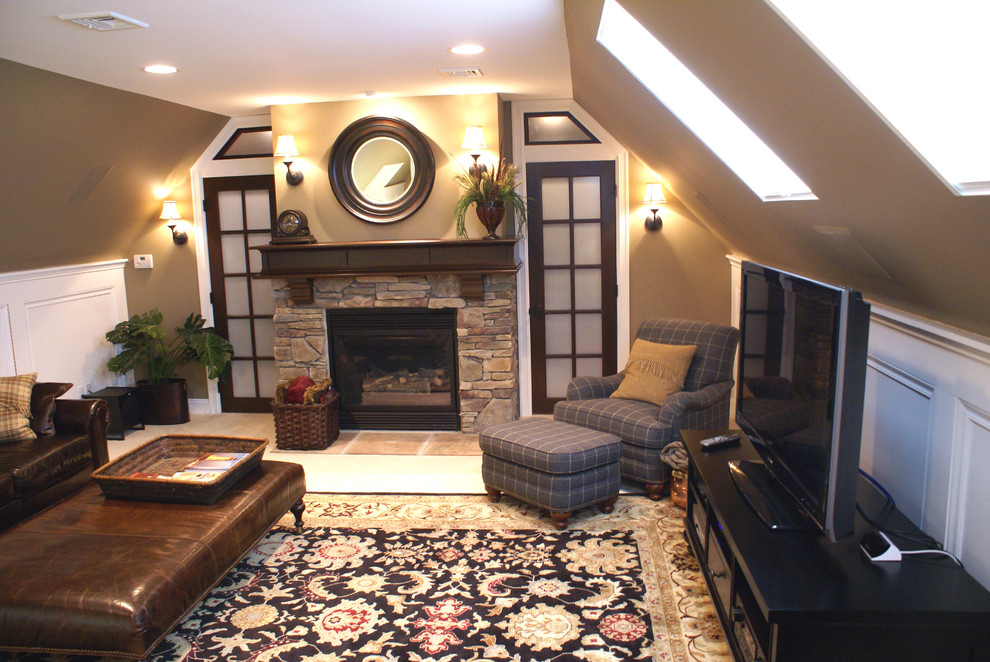 Walk Up Finished Attic Space in New Jersey - Contemporary - Family Room ...