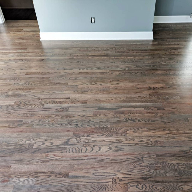 Warm Gray Stained #1 Common Red Oak - Modern - Family Room - New York ...