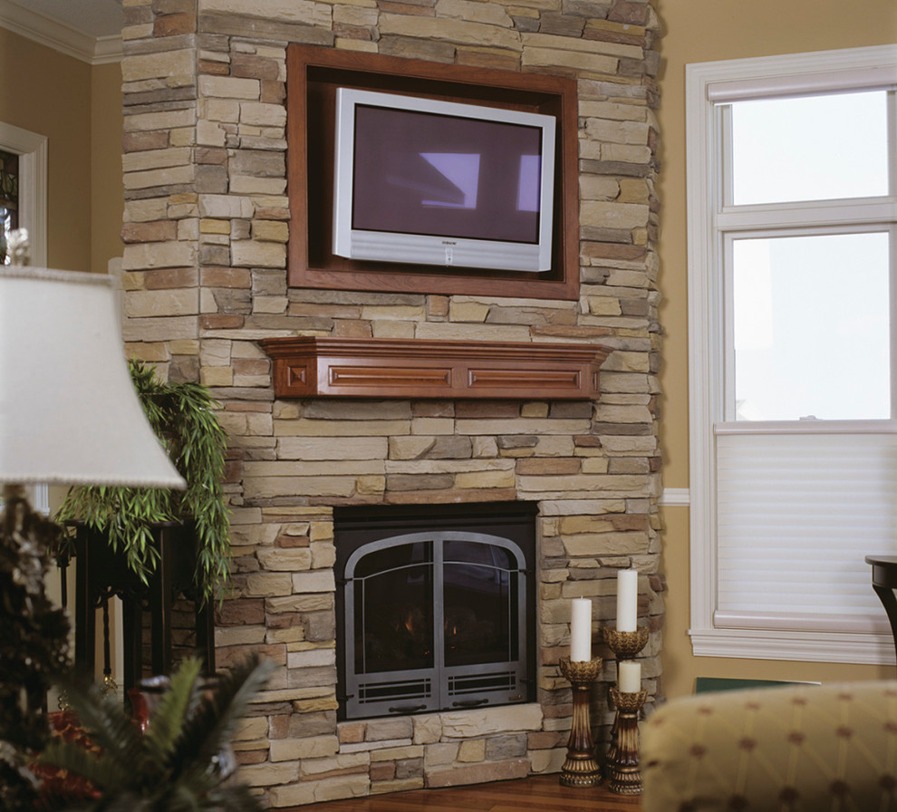 Western Ledge Stak Mustang Fireplace - Traditional - Family Room ...