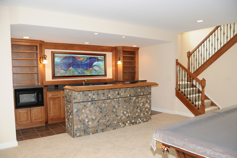 Western tile mural in home bar - Traditional - Family Room - Oklahoma ...