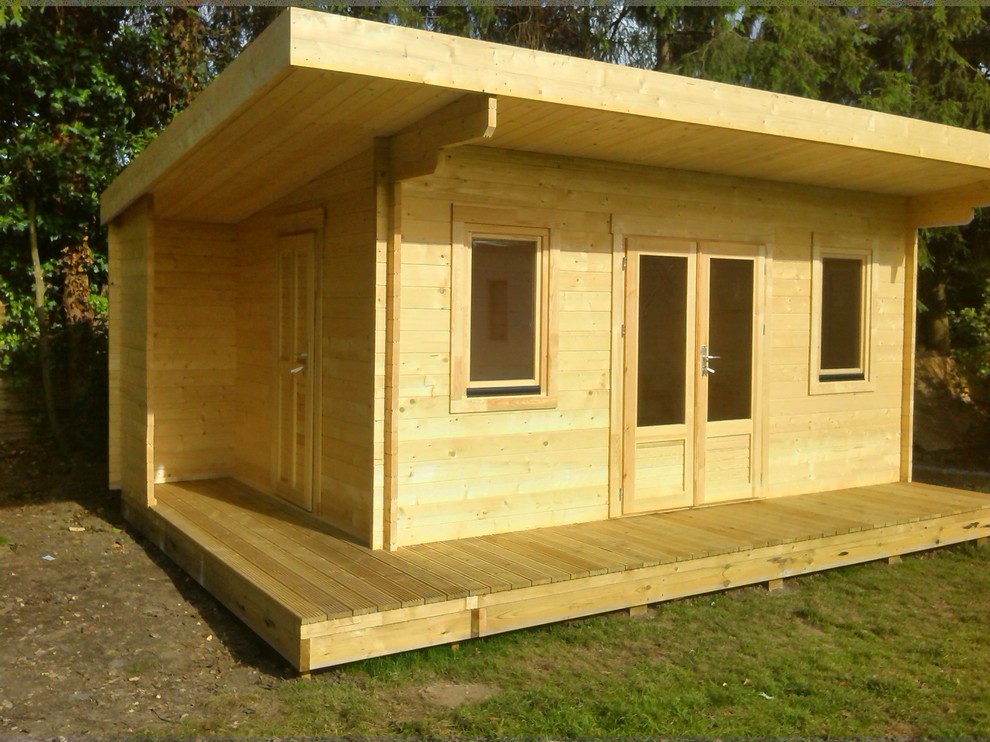 Bespoke Log Cabin - With Canopy & Decking - Pent Roof - Sala de estar ...