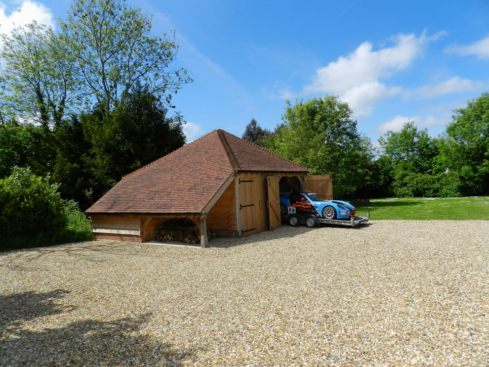 2 bay oak framed garage with log store - Country - Garage - Berkshire ...