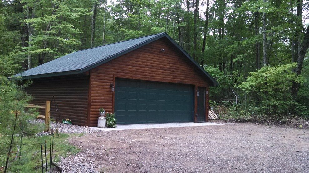26x30 Garage with Log Cabin Siding - Rustic - Garage - Other - by Monk ...