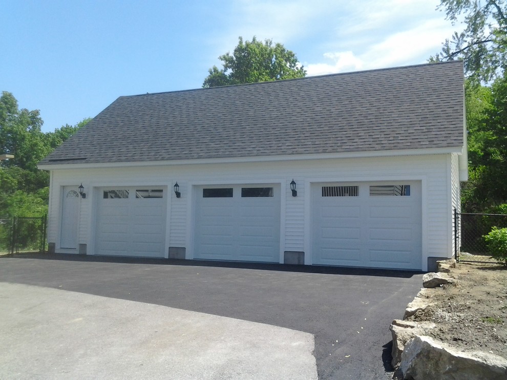 3 Bay Garage with loft and front entry door - Traditional - Garage ...
