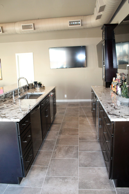 4 car garage partially converted into pool house - Contemporary ...