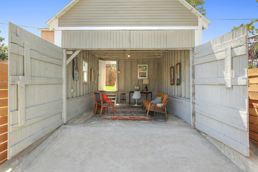 Artist's Studio Hangout Space in Vintage Garage - Midcentury - Garage ...
