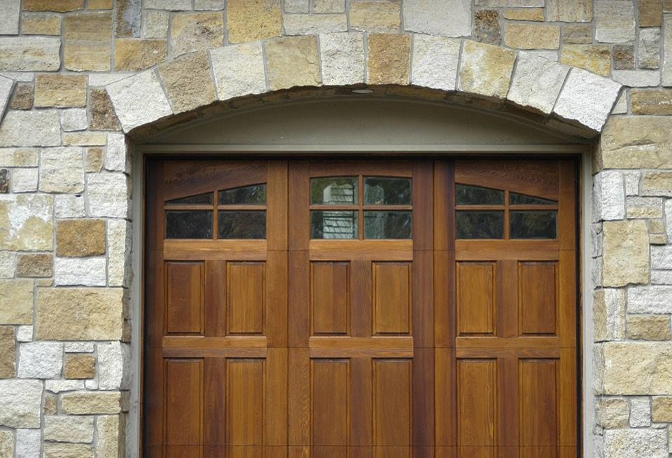 Belvedere Natural Thin Stone Veneer Exterior Garage - Rustic - Garage ...