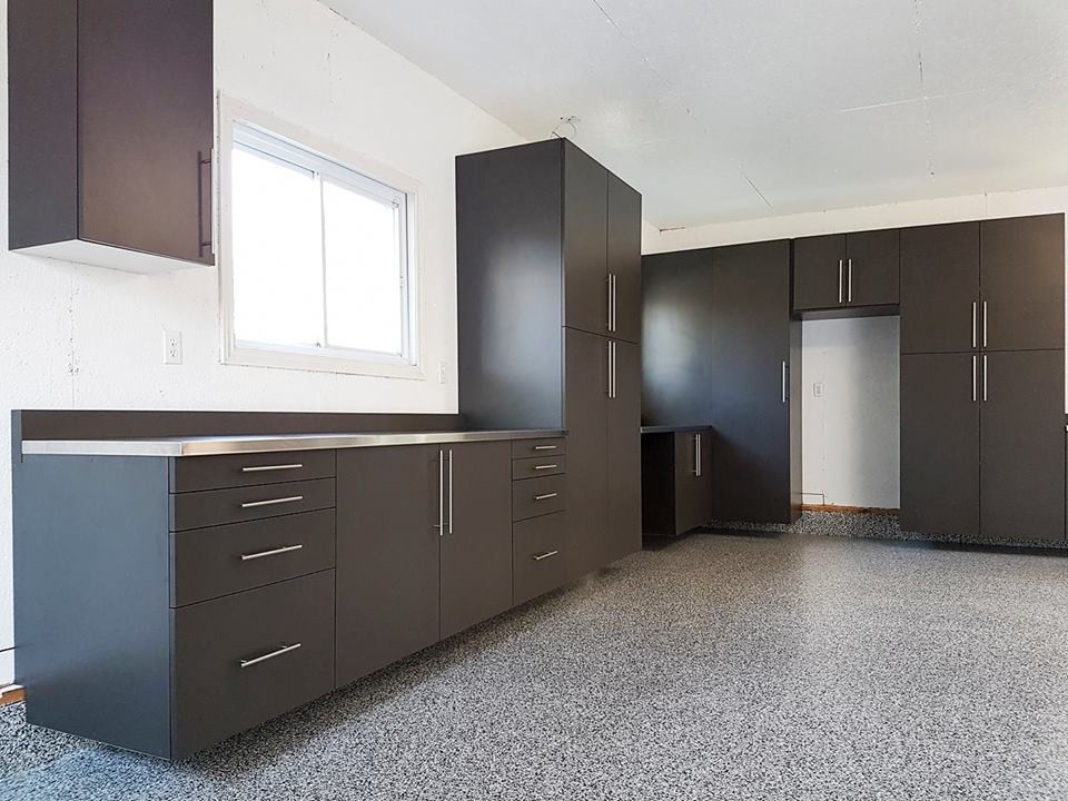 Black Garage Cabinets and epoxy floor - Modern - Garage - Other - by ...