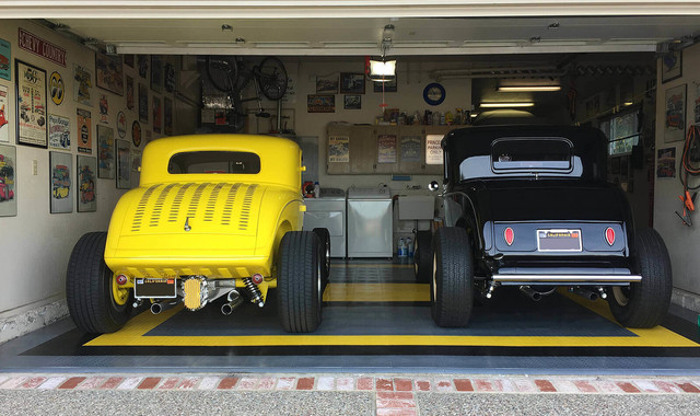 Cool HOT ROD Home Garage with RaceDeck® Garage Flooring - Garage ...