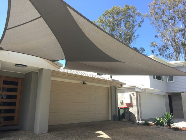Driveway Shade Sail - Private Residence - Modern - Garage - Brisbane ...