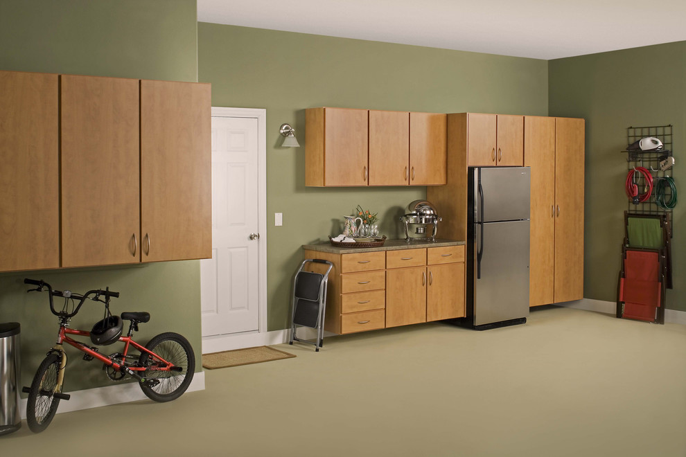 Full garage storage solution in Maple Melamine - Traditional - Garage ...