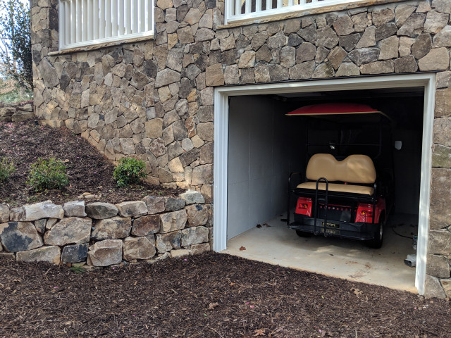 Grand Southern Porch + Custom Golf Cart Garage - Traditional - Garage ...