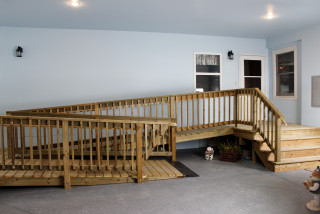 Presentation Room with Wheelchair Ramp and 3-car Garage - Farmhouse ...