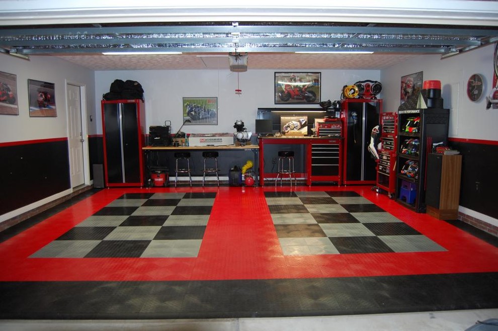 RaceDeck Garage Flooring - Black Red and Alloy Diamond Tread - Garage ...