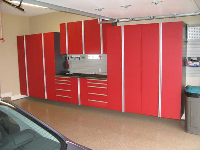 Red Garage Cabinets - Modern - Garage - Other - by Custom Storage ...