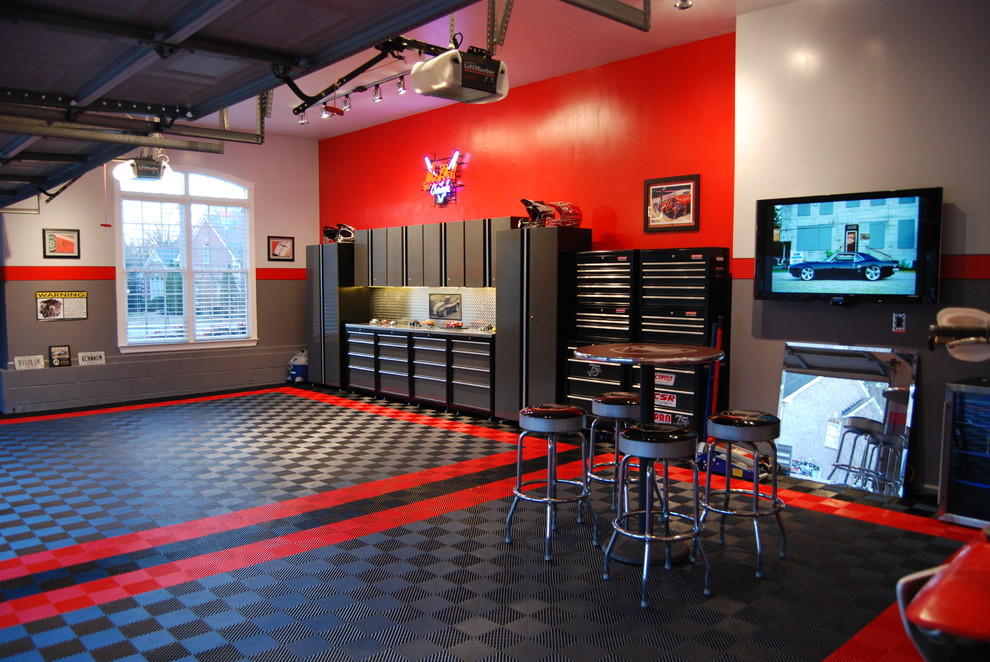 Red Hot Home Garage with RaceDeck® Garage Flooring - Garage - Salt Lake ...