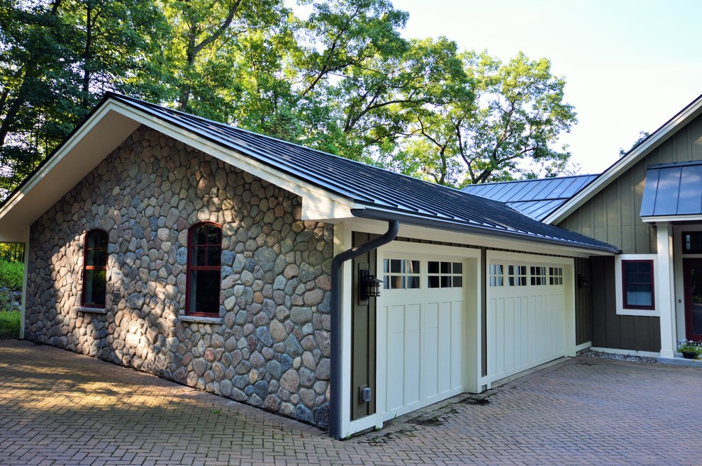 Stone sided garage - Craftsman - Garage - Detroit - by User | Houzz
