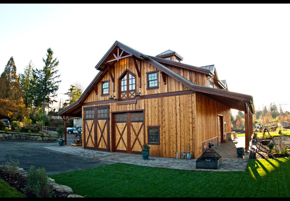 Timber Frame Barn - Traditional - Garage - Portland - by DC Builders ...