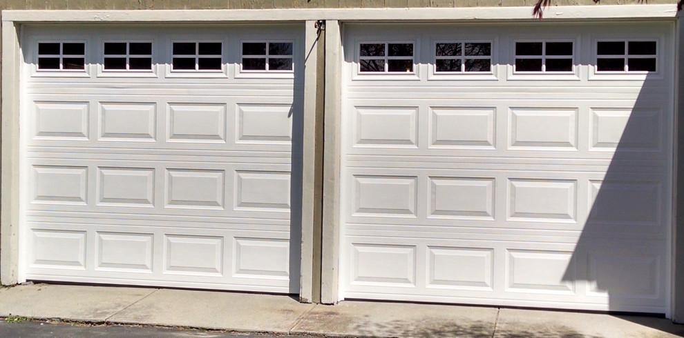 White Short Panel Garage Door with Stockton Windows - Traditional ...