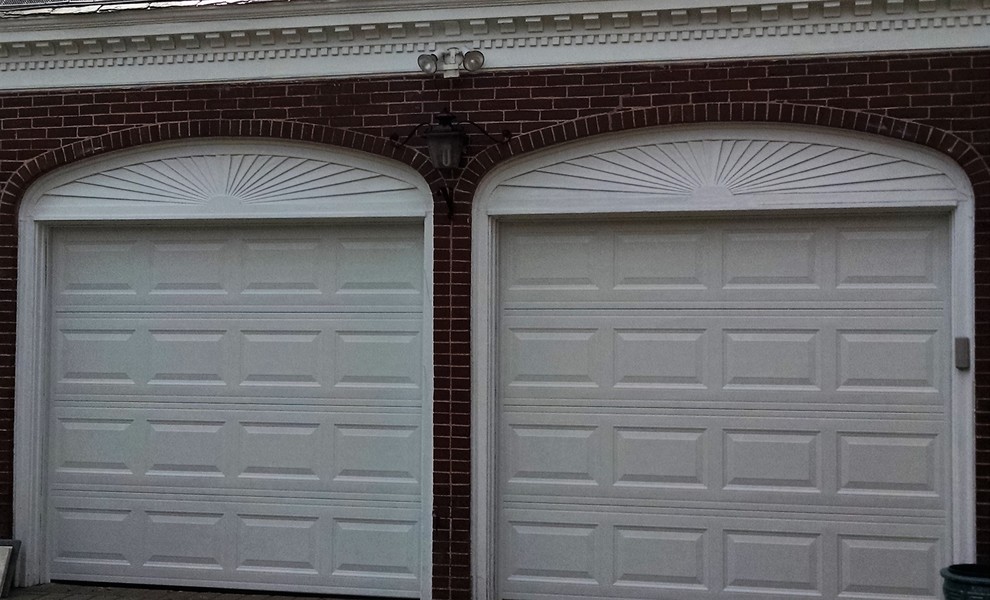 White Short Panel Overhead Garage Door - Traditional - Garage - Boston ...