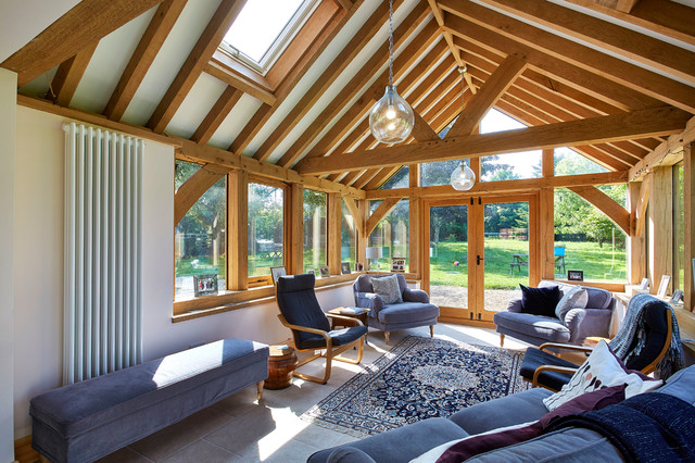 Oak Framed Kitchen Extension and Oak Framed Porch - Rustic - Garden ...
