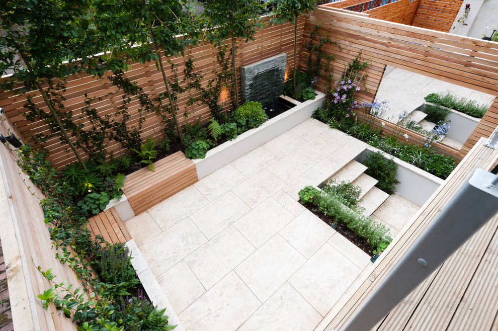 Contemporary Courtyard with Water Feature - Contemporary - Landscape ...