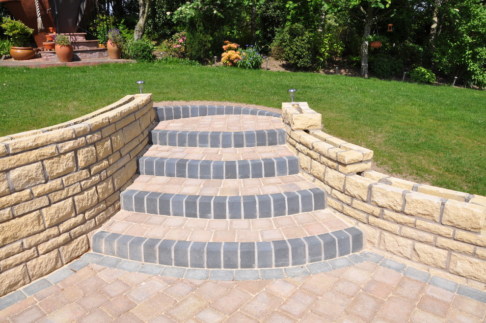 Garden Steps in Tegula blocks with KL kerbs - Traditional - Landscape ...
