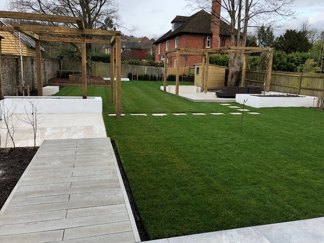 Large back garden redesign in Reigate - Modern - Garden - Surrey - by ...