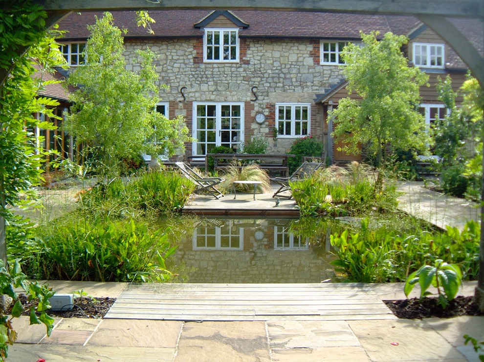 Large Meadow Style Garden with Pond and Grass Spiral Mound ...