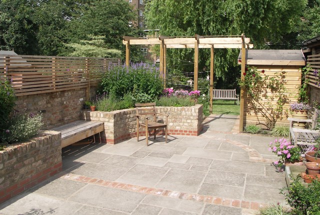 Long Narrow Garden Patio - Traditional - Garden - London - by Leaf and ...