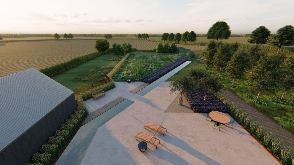 One acre garden for an ultramodern new build house in rural Suffolk ...