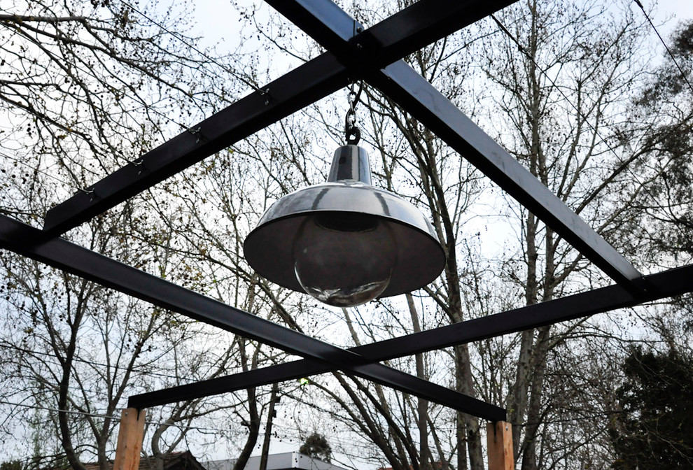 Powdercoated steel pergola with industrial light shade - Eclectic ...