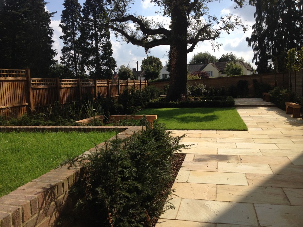 Sawn Sandstone, with benches adding different seating areas - Landscape ...