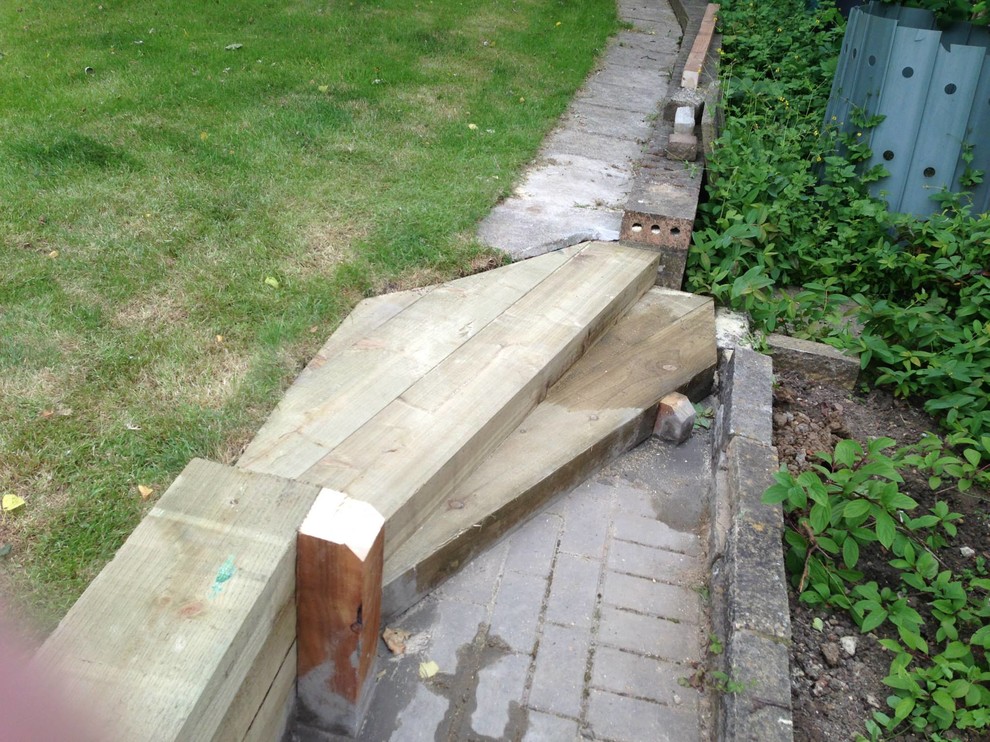 Sleeper Wall - Steps - Bromley - Rustic - Landscape - Other - by Chase ...