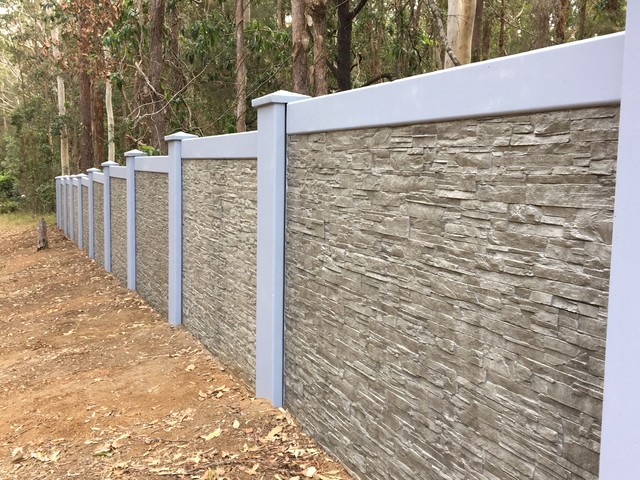 Stacked Stone Boundary Walls - Modern - Garden - Brisbane - by SUPERIOR ...