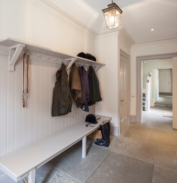 A practical hall storage area - Country - Hallway & Landing ...