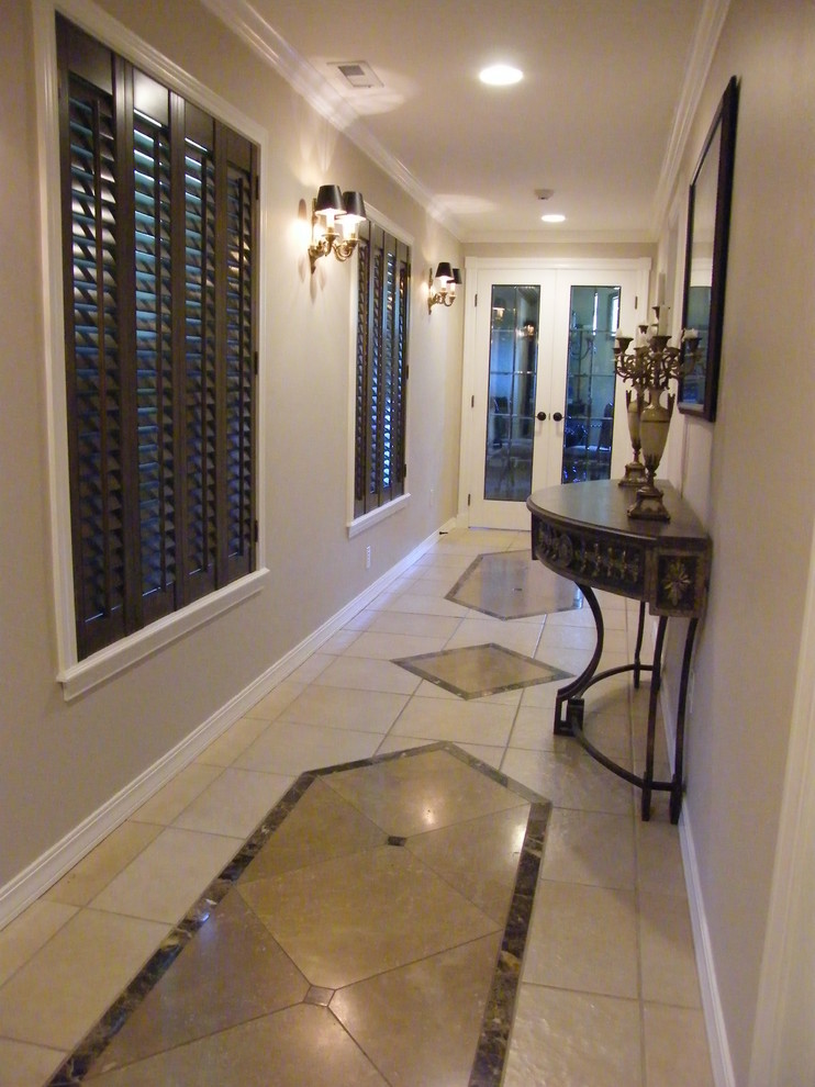 Break up a long hallway with some interesting tile work ...