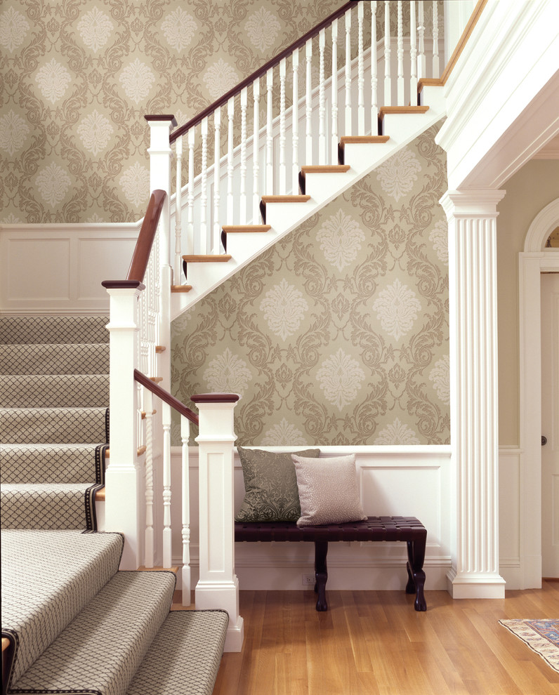 Damask Wallpaper - Traditional - Hall - Boston - by Brewster Home ...