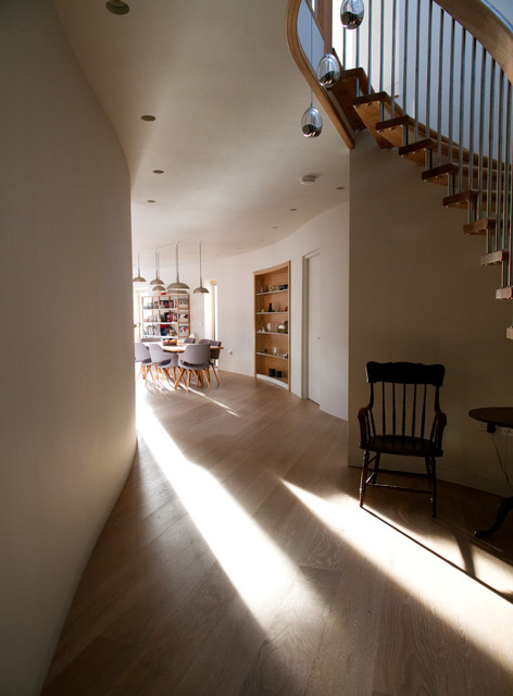 Dramatic hall leading into dining area - Contemporary - Hallway ...
