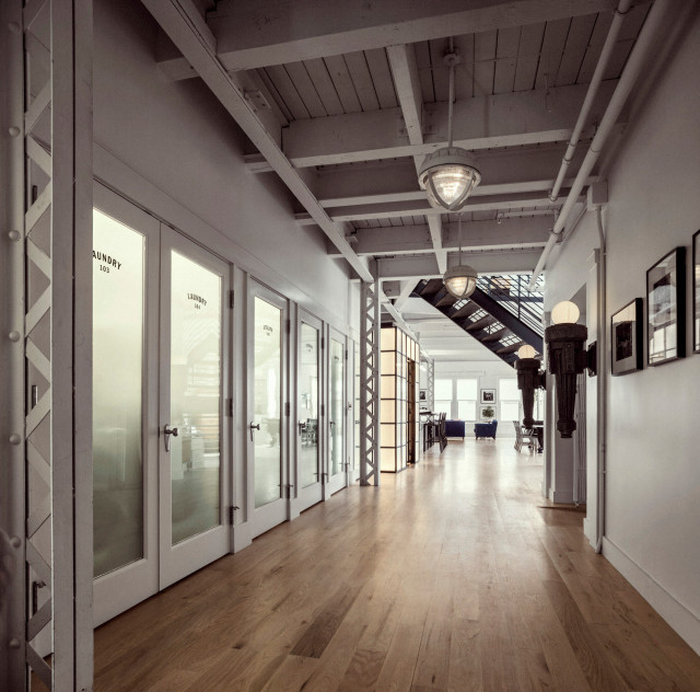 Expansive Loft Hall Space, Exposed Ceiling, Reclaimed Doors and ...
