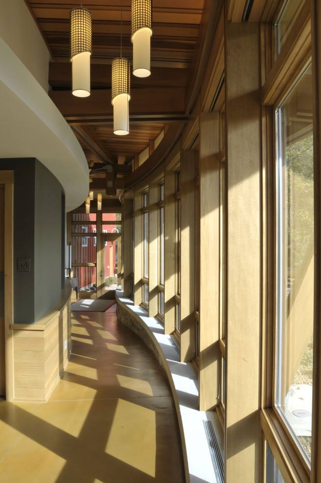 Family recreation barn hall of windows - Contemporary - Hallway ...