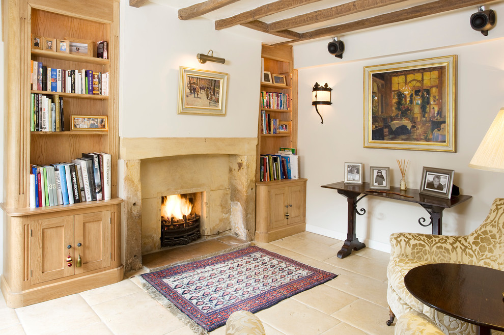 Hall with Stone Fireplace - Traditional - Hallway & Landing ...
