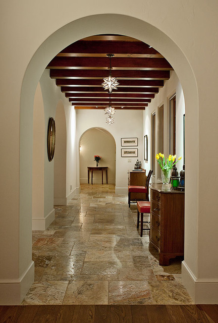 Hope Ranch Spanish Style Custom Home Hall - Mediterranean - Hallway ...