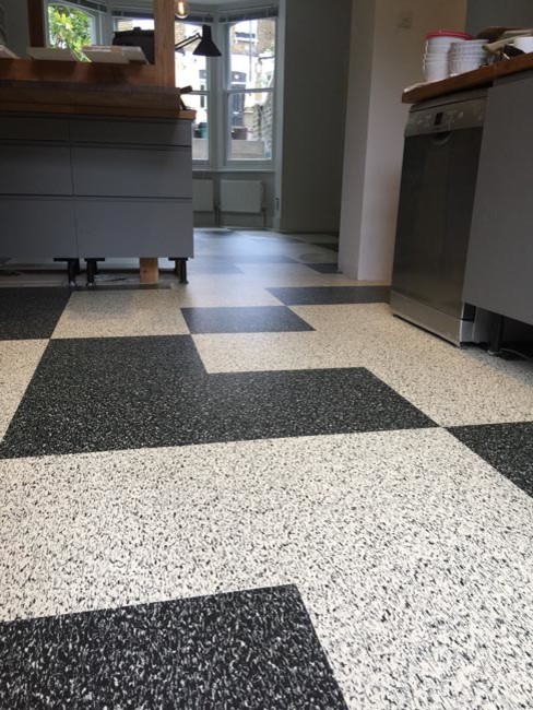 Installing Marmoleum Artoleum in a Black & White Pattern to Hall ...