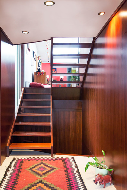 Mahogany staircase, mahogany wall panels - Contemporary - Staircase ...