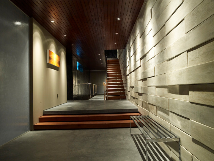 Modern Hallway with Floating Open Staircase - Modern - Hall - Los ...