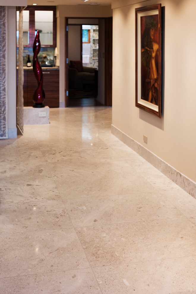 Monolithic Limestone Tile in Artistic Wailea Oceanview Remodel ...