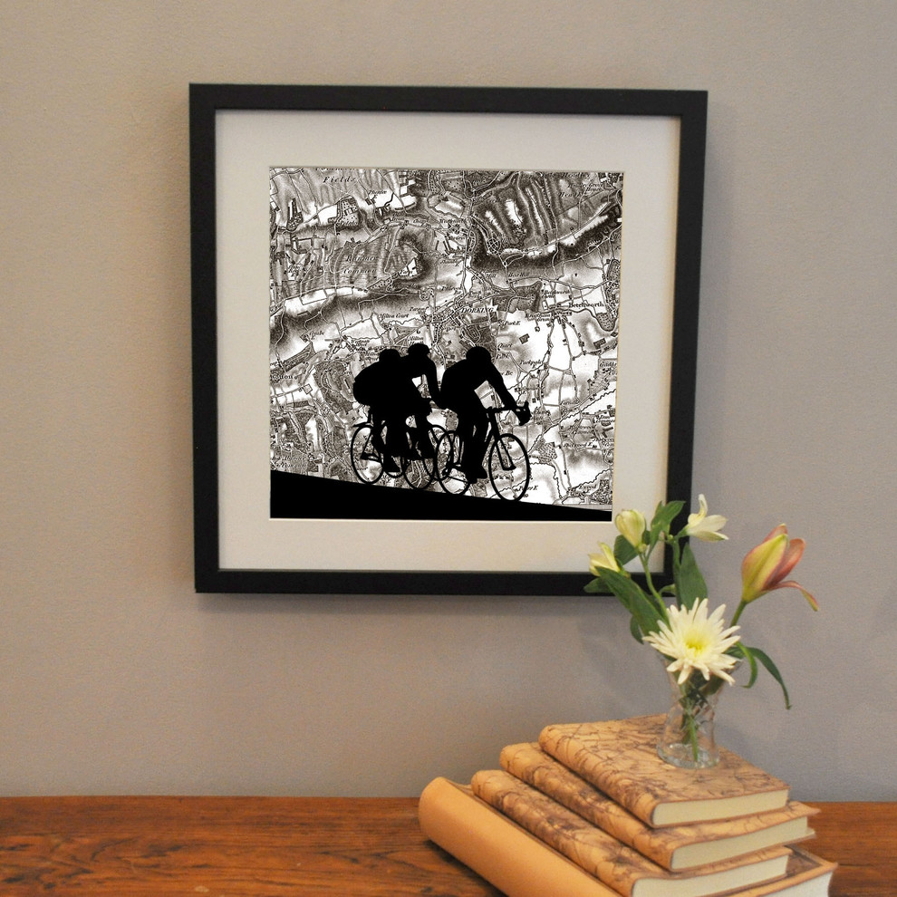 Personalised Map Cycling Print - Contemporary - Hallway & Landing ...