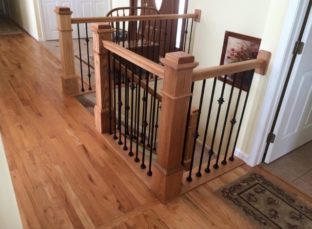 Railing Update Oak Posts w Satin Black Spindles - Traditional ...