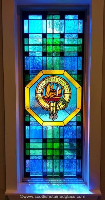 Stained Glass Window with Family Crest Design - Traditional - Hall ...